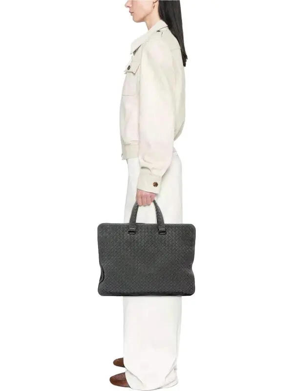 Bottega Veneta Nappa Intrecciato Business Bag - Grey