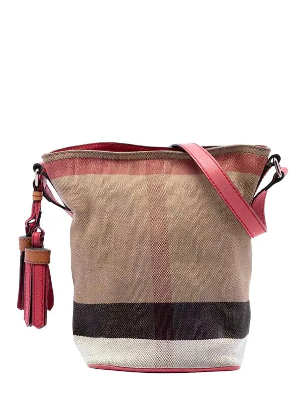 Burberry Mini Ashby Canvas Bucket Bag With Tassel Detail - Brown
