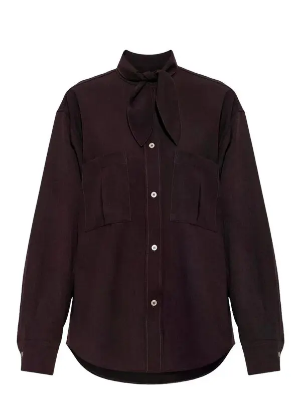FORTE_FORTE Tie-neck Patch-pocket Shirt - Red