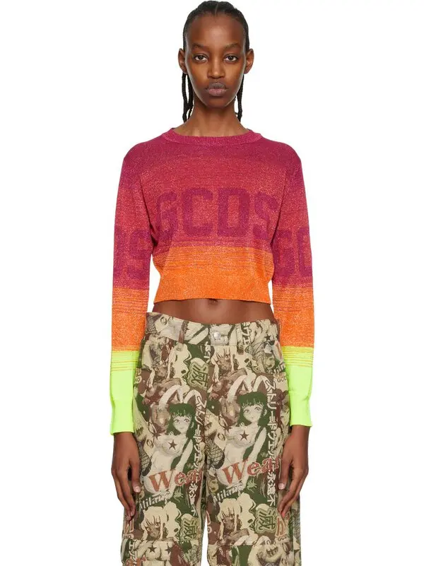 Gcds Logo Knit Cropped Jumper - Multicolor