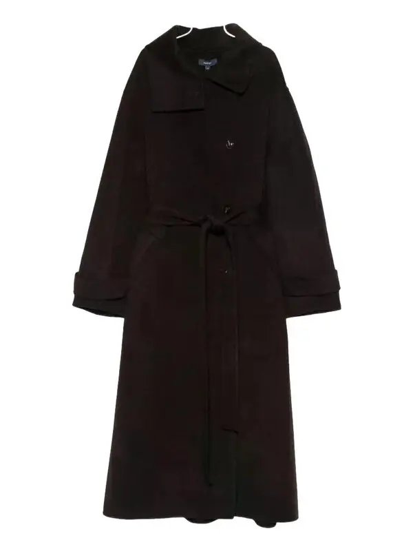 Soeur James Belted Button-up Coat - Brown