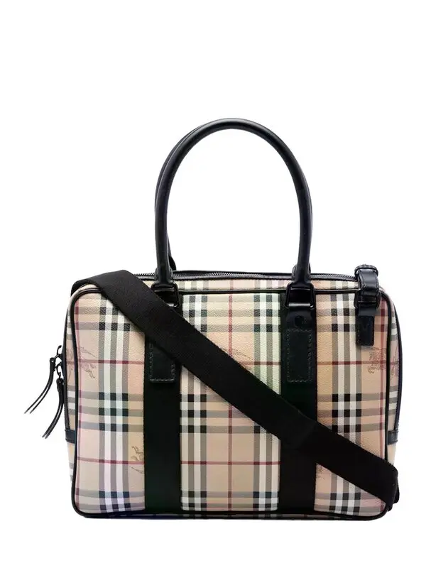Burberry Haymarket Check Coated Canvas Business Bag - Neutrals