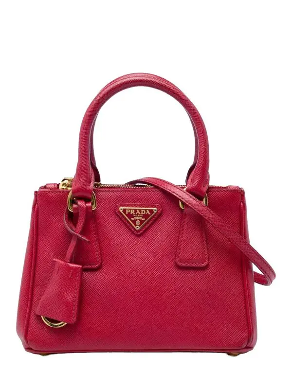 Prada Saffiano Leather Double Zip Satchel - Red