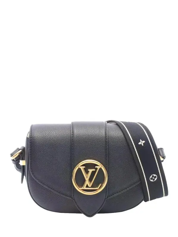 LOUIS VUITTON Grained Calfskin Pont 9 Soft Pm Crossbody Bag - Black