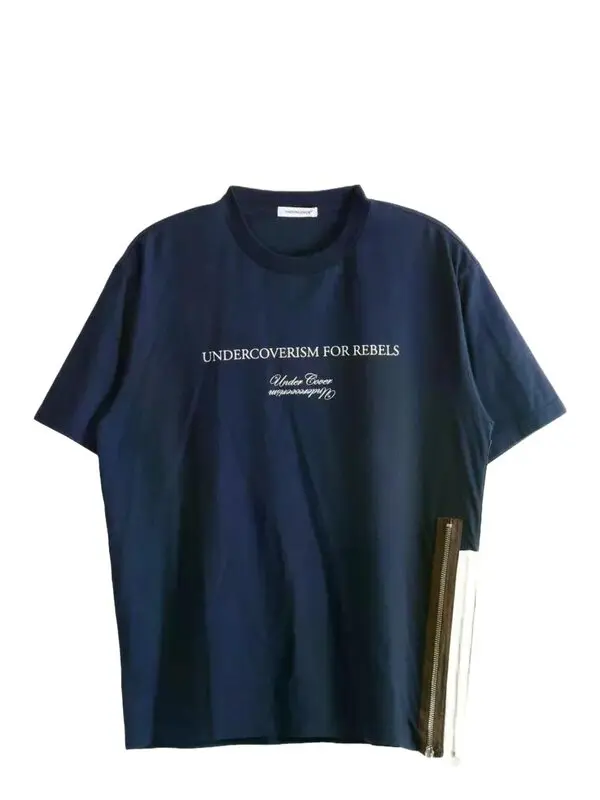 Undercover Slogan-print Zip-detail T-shirt - Blue