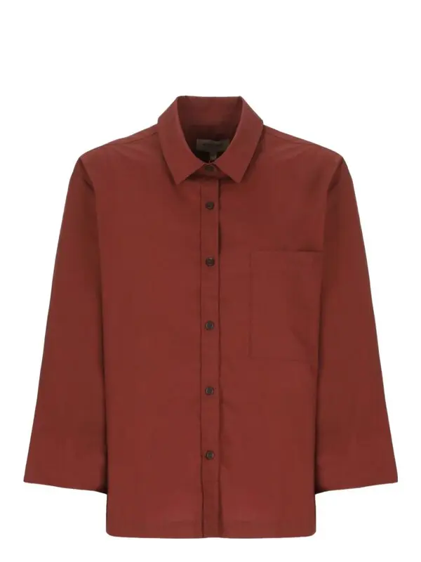 Woolrich Long-sleeved Poplin Shirt With Lapel Collar And Button Closure - Red