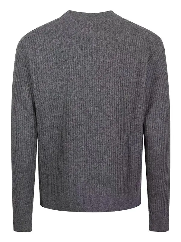 Maison Kitsuné Ribbed Knit Logo Patch Sweater - Grey