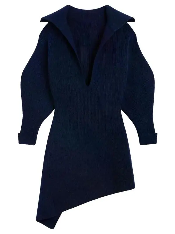 Givenchy Ribbed Asymmetric Hem Dress - Blue