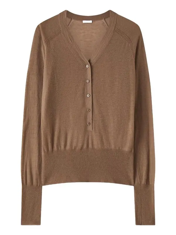 JOSEPH Fine-knit V-neck Cardigan - Brown