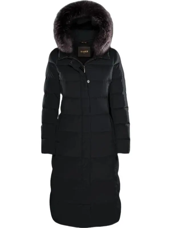 MOORER Zagarakn Hooded Padded Coat With Fur Trim - Black