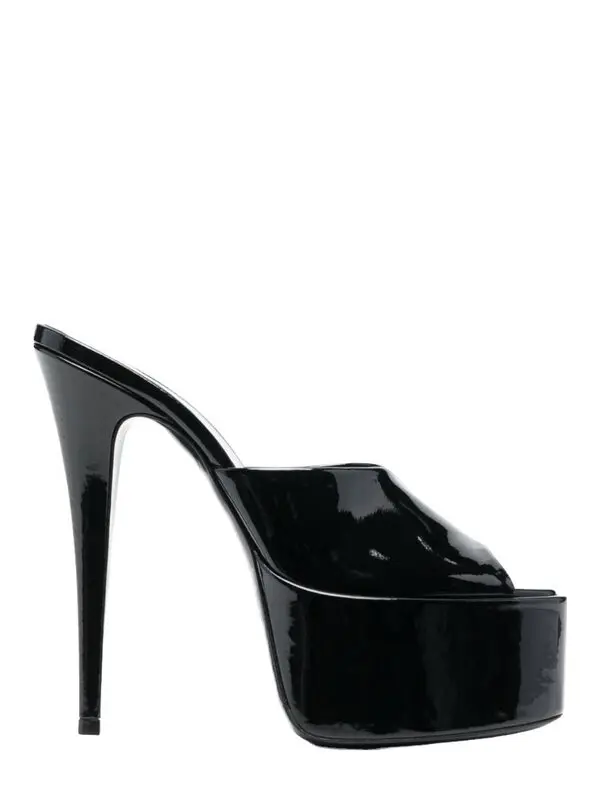 Paris Texas Stiletto Heel Platform Mules - Black