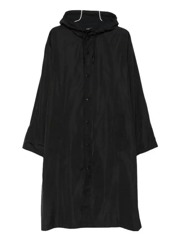 A.p.c. Long-sleeved Hooded Coat With Rear Logo Print - Black