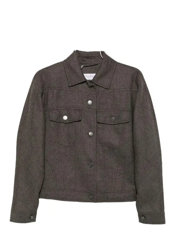 Max Mara Felt Textured Long Sleeve Jacket - Dark Grey