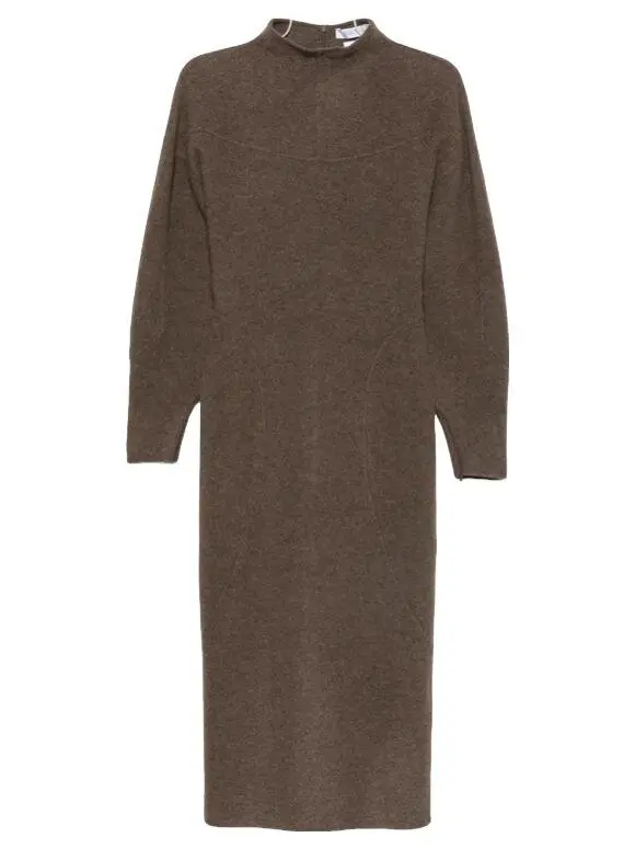 Max Mara High Neck Long Sleeve Dress - Brown