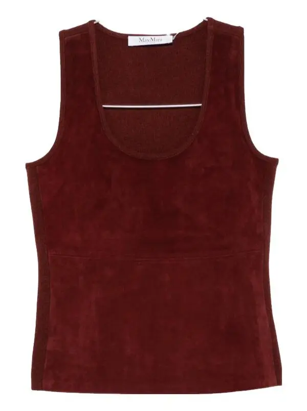 Max Mara Sleeveless Ribbed Trim Top - Red