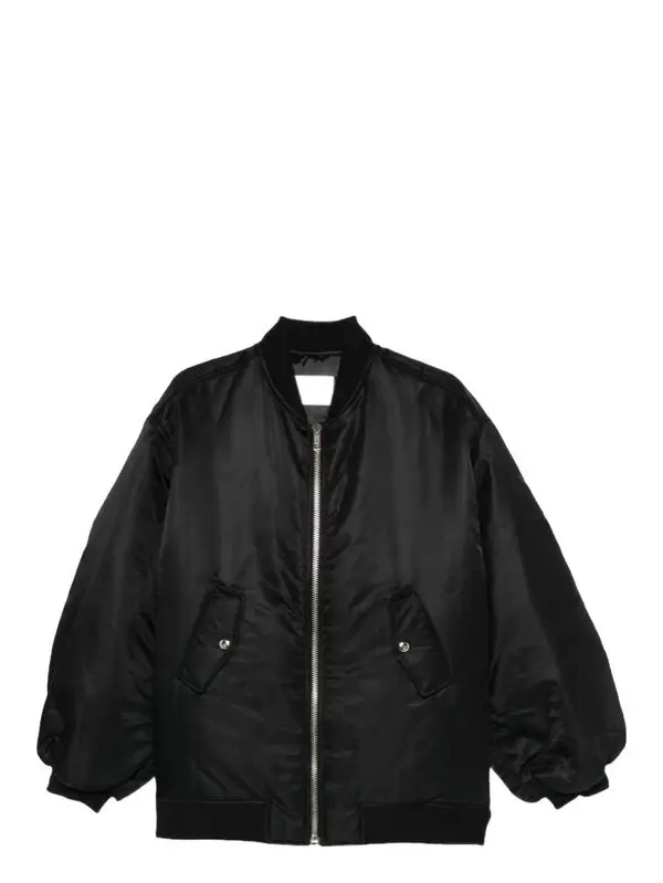 THE FRANKIE SHOP Rib Knit Detail Bomber Jacket - Black