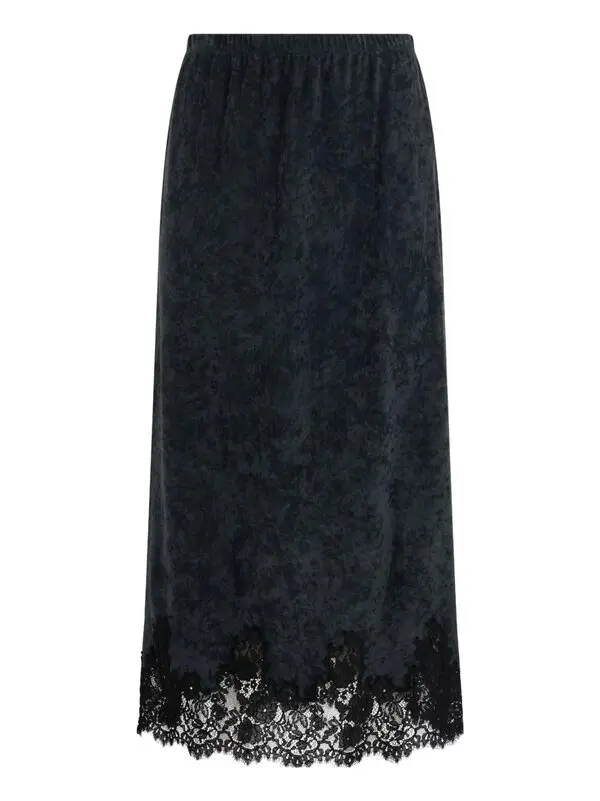 Alberta Ferretti Lace Trim Maxi Skirt - Black