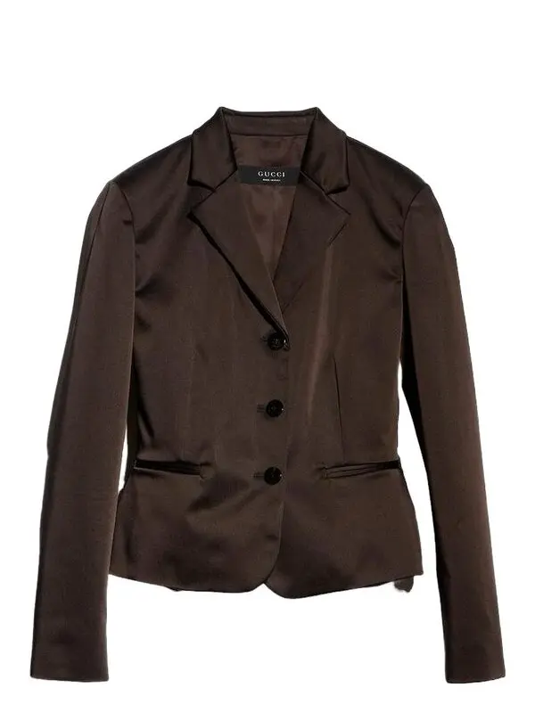 Gucci Stretch Acetate Duchesse Single-breasted Jacket - Dark Brown
