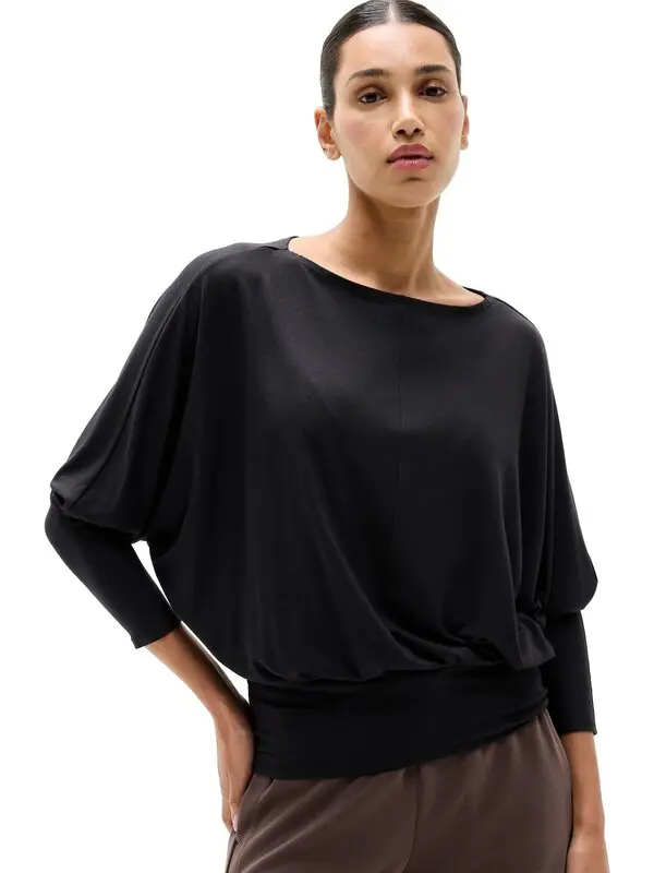 Athleta Dream Drape Long Sleeve Top - Black