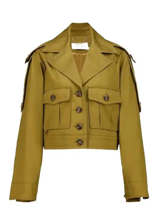 Zimmermann Luna Drill Cropped Cargo Jacket - Brown