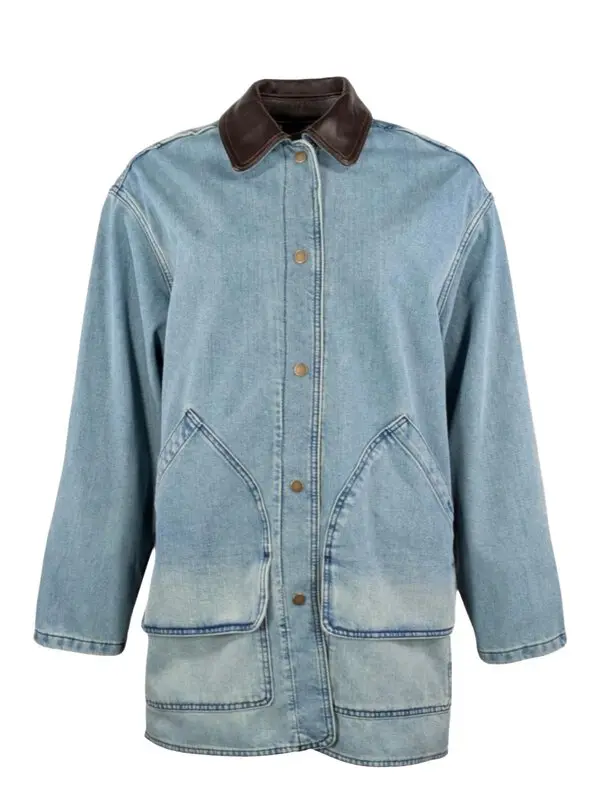 Woolrich Denim Shirt Jacket With Turn-down Collar - Blue