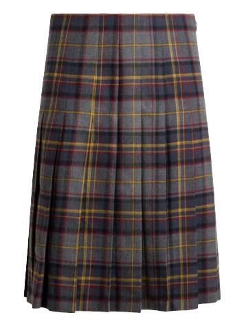 Etro Pleated Knee-length Skirt In Stretch Wool With Check Motif - Grey