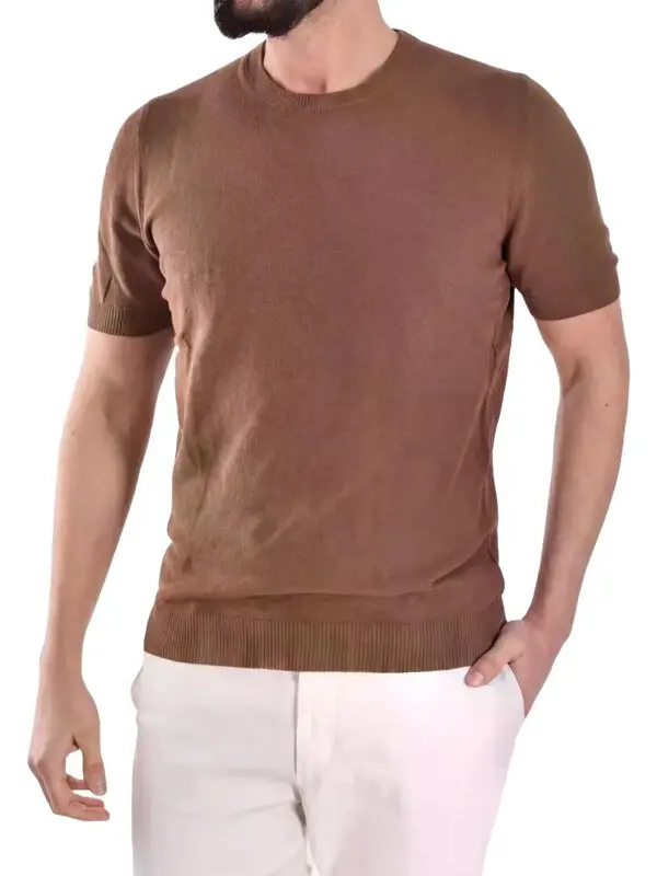 GRAN SASSO Fine-knit Short-sleeve T-shirt - Brown