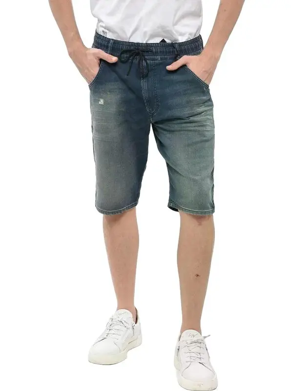 DIESEL® Denim Distressed Elasticated Waistband Shorts - Blue