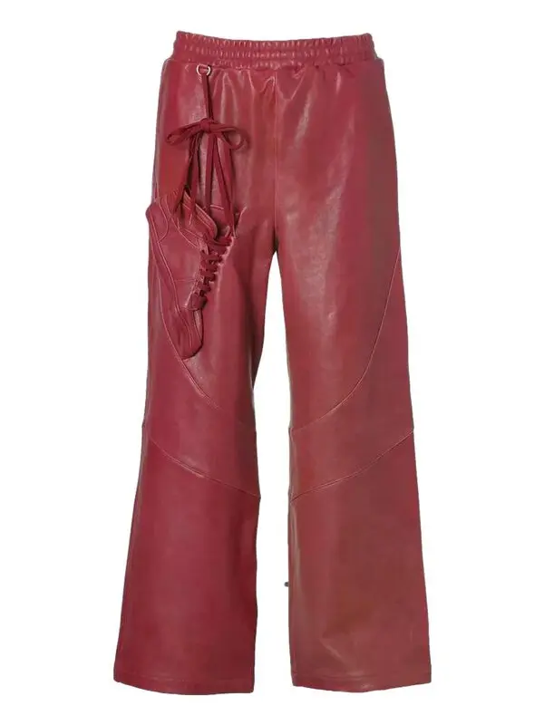 DOUBLET Leather Trousers With Basketball Shoe Pocket Detail - Red