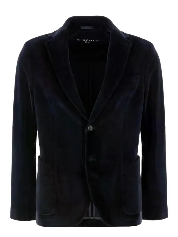 CIRCOLO 1901 Velvet Single-breasted Blazer - Blue