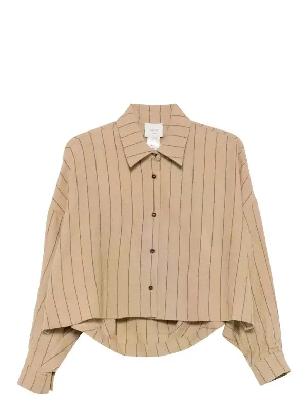ALYSI Pinstripe Cropped Shirt - Neutrals