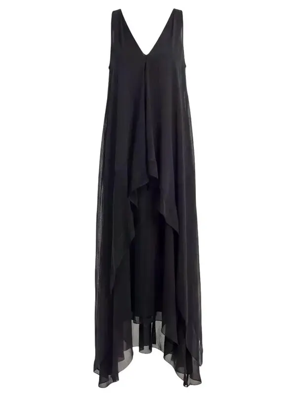 IRINA SCHROTTER Layered Asymmetric Maxi Dress - Black