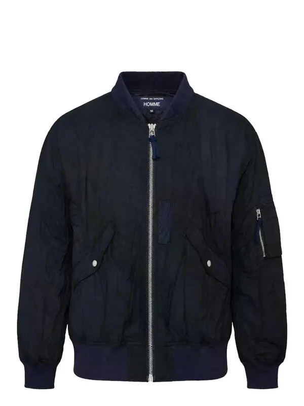 Comme Des Garçons Crinkled Zip-up Bomber Jacket - Blue