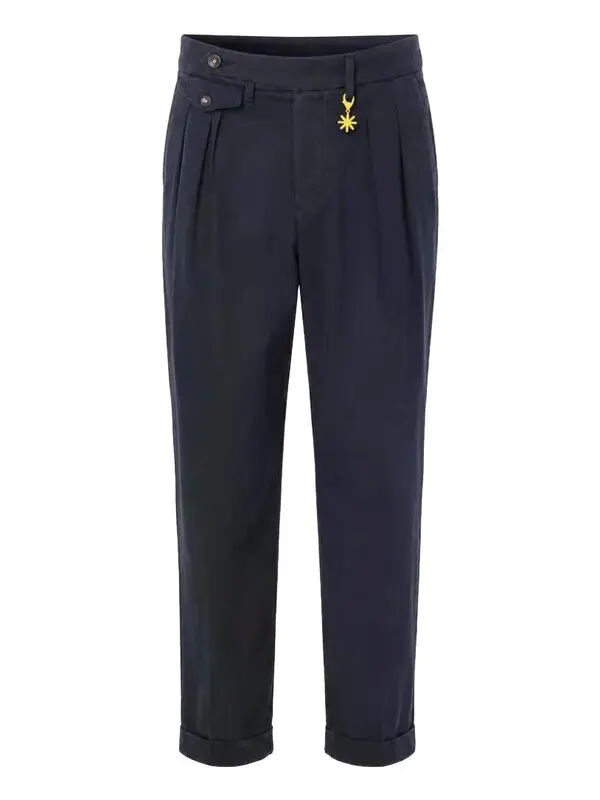 MANUEL RITZ Pleated Turn-up Trousers - Blue