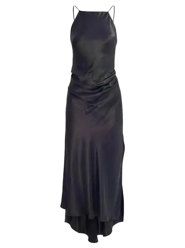 IRINA SCHROTTER Leyla Asymmetric Halterneck Midi Dress - Black
