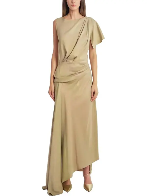 IRINA SCHROTTER Asymmetric Draped Maxi Dress - Neutrals