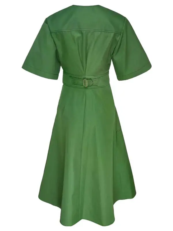 Carolina Herrera Belted Cotton Midi Dress - Green