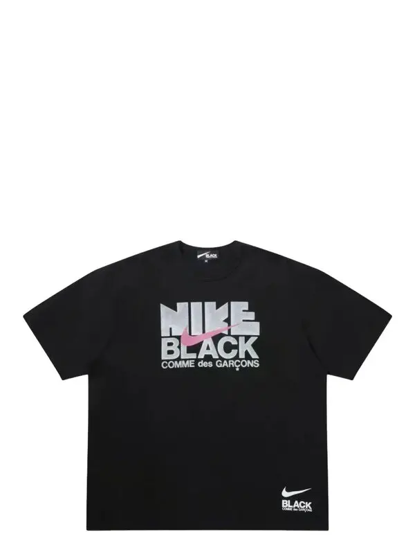 Comme Des Garçons X Nike Logo Print Cotton T-shirt - Black