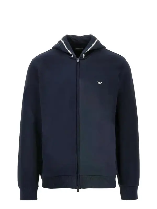 EA7 Zip-up Hoodie With Embroidered Logo - Blue