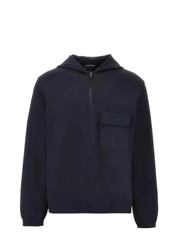 Emporio Armani Quarter-zip Pocket Hoodie - Blue