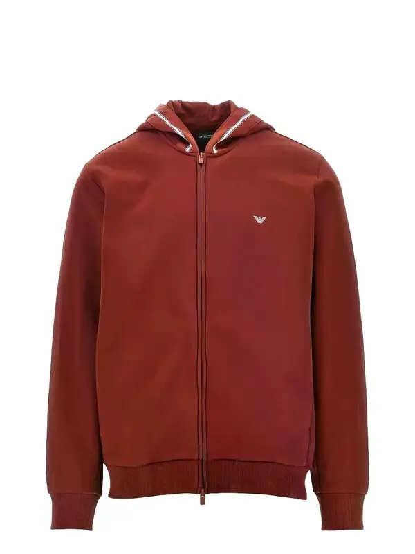 EA7 Zip-up Logo-patch Hoodie - Red