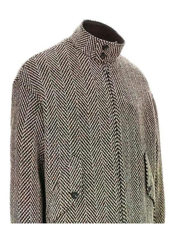 Emporio Armani Chevron Pattern High-neck Jacket - Brown
