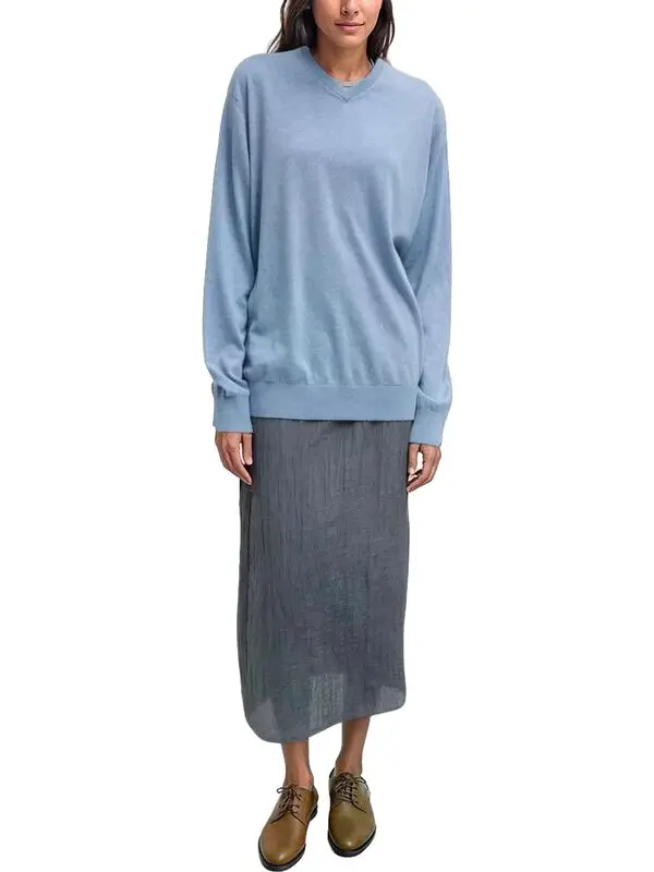 Tibi V-neck Cotton Sweater - Blue
