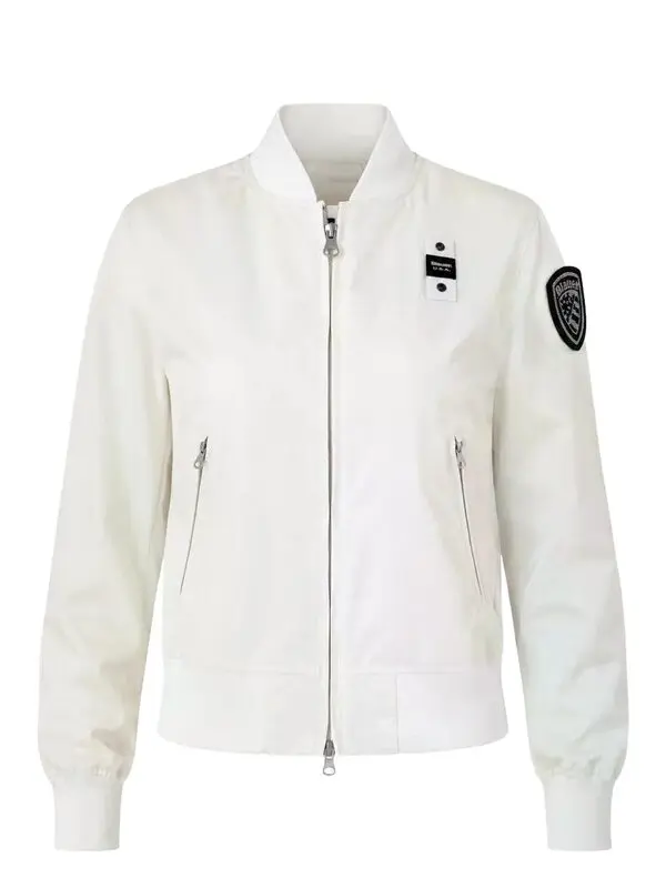 BLAUER. Laurie Bomber Jacket With Logo Plaque - Neutrals