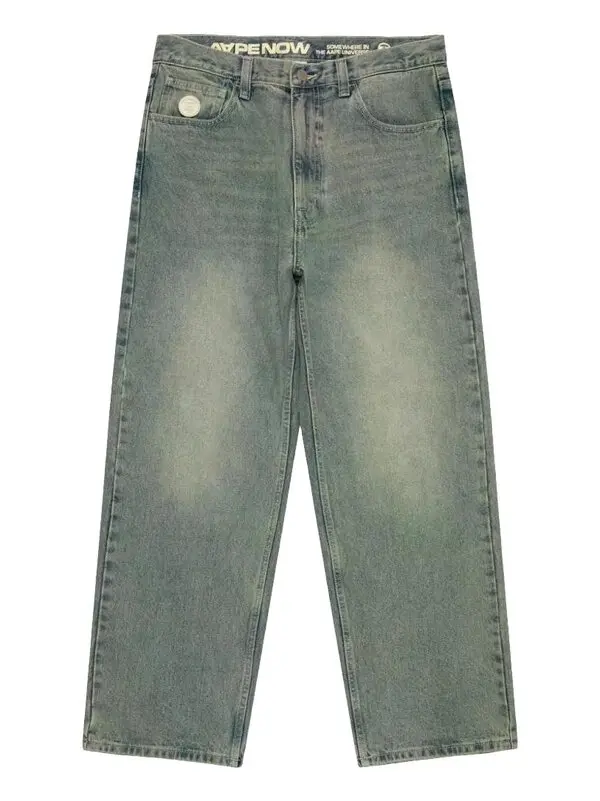 AAPE BY *A BATHING APE Logo Embroidered Straight-leg Jeans - Blue