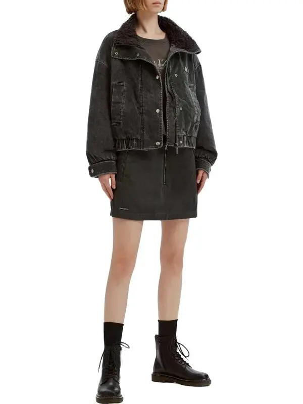 Izzue Faded Effect Shearling-trim Jacket - Grey