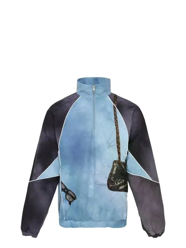 DOUBLET Cloud-effect Print Half-zip Sweatshirt - Blue