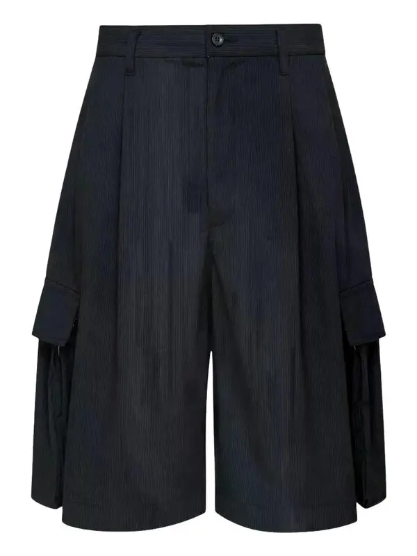Comme Des Garçons Pinstripe Pleated Cargo Shorts - Black