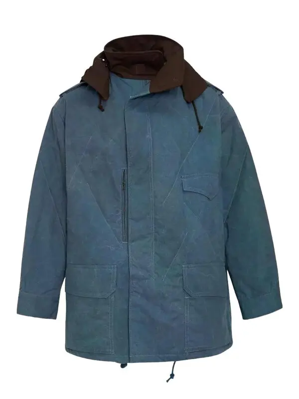 Yohji Yamamoto Hooded Ripstop Coat - Blue