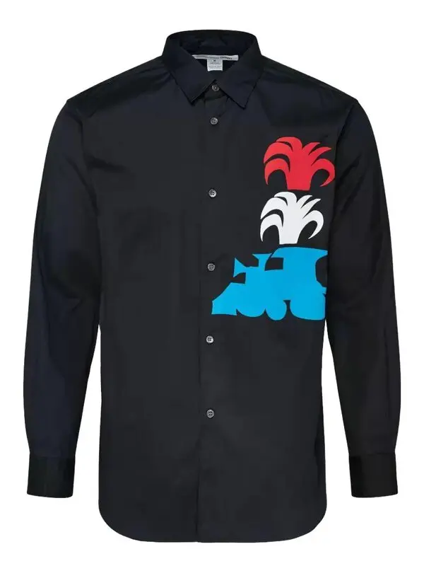 Comme Des Garçons Graphic-print Cotton Shirt - Black